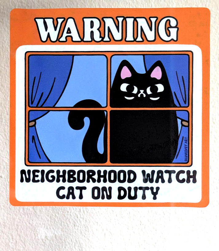 Neighborhood Watch Cat Window Cling - Cute Black Cat Judgy – BluVelvetArt