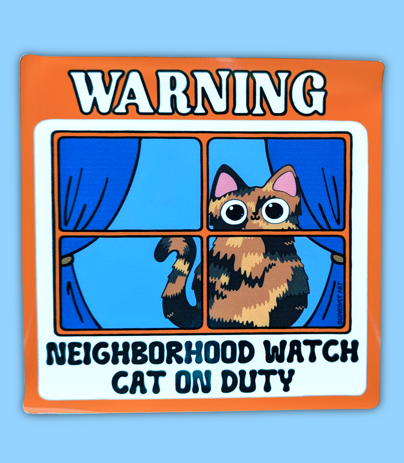 Neighborhood Watch Cat Window Cling - Tortie Tortoiseshell Cat Curious ...